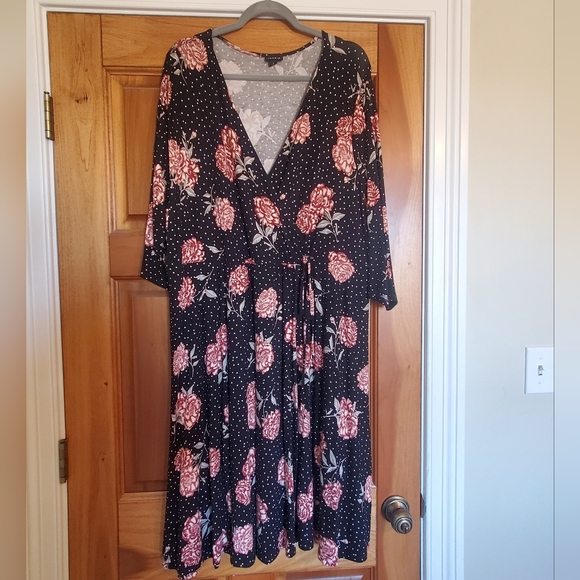 torrid | Dresses | 3 Torrid Wrap Dress Black Floral | Poshmark